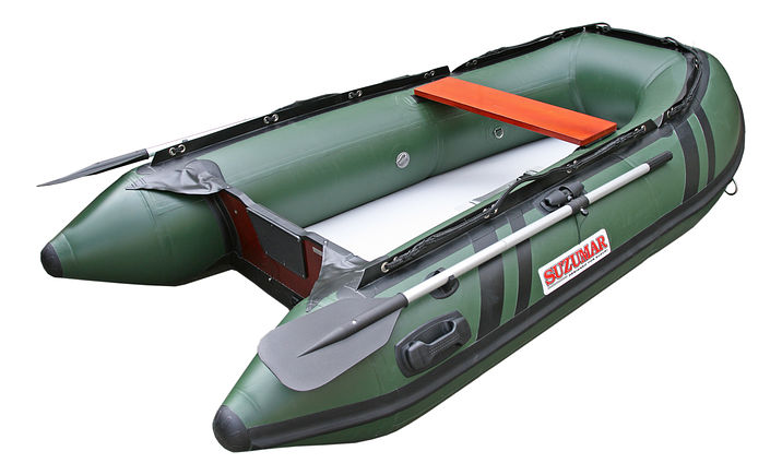 лодка надувная ПВХ Suzumar DS265KIB, зеленая, пол надувной высокого ...